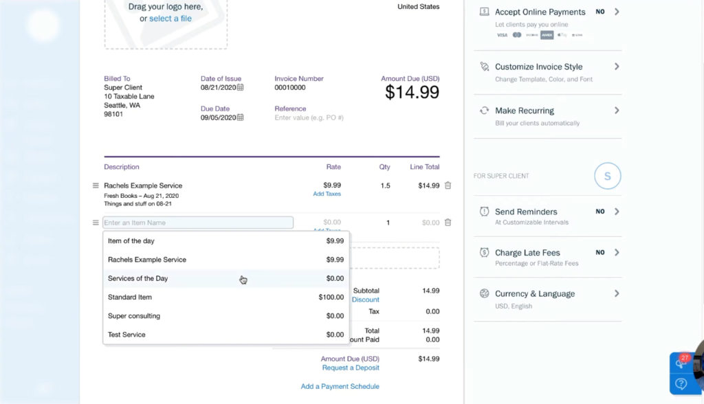 How To Create An Invoice In Freshbooks Gentle Frog Bookkeeping And 