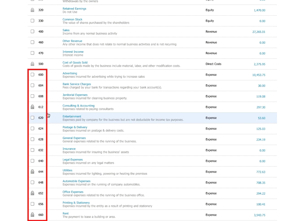 Xero Chart Of Accounts