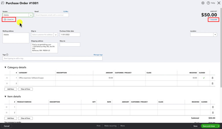 How to Create a Purchase Order in QuickBooks Online and Convert it to a ...
