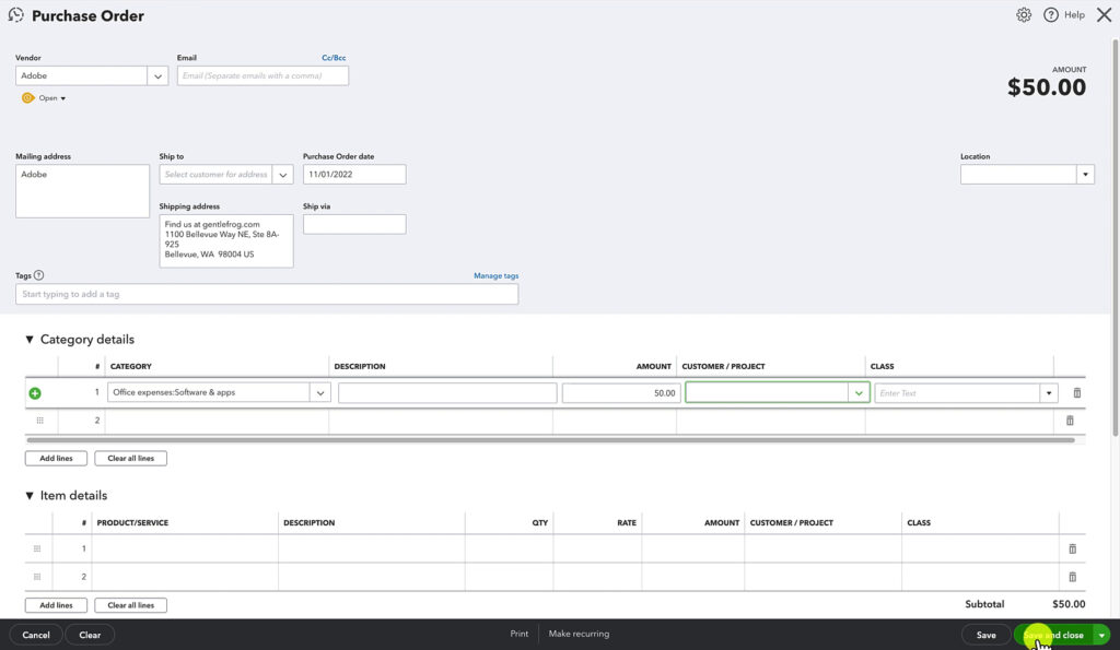 How to Create a Purchase Order in QuickBooks Online and Convert it to a ...
