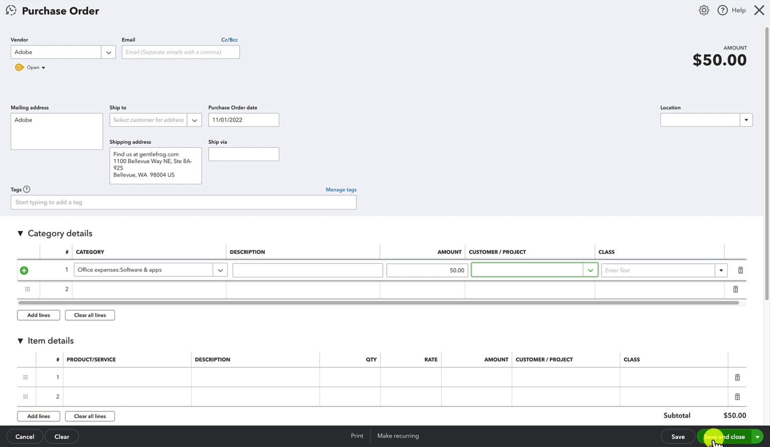 How to Create a Purchase Order in QuickBooks Online and Convert it to a ...