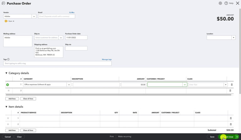 How to Create a Purchase Order in QuickBooks Online and Convert it to a ...