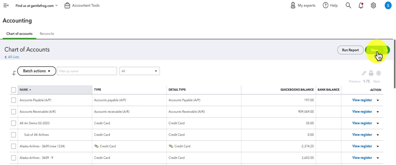 A Guide to the Chart of Accounts in QuickBooks Online - Gentle Frog ...